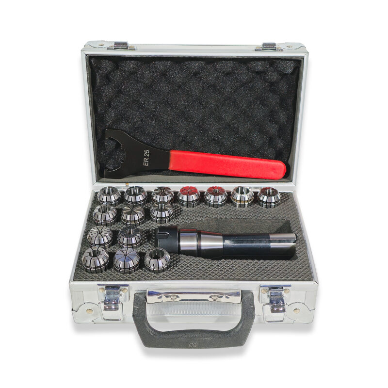 R8 ER25 Collet Chuck, Collets & Spanner in Fitted Box 1-16mm - Myford Tools