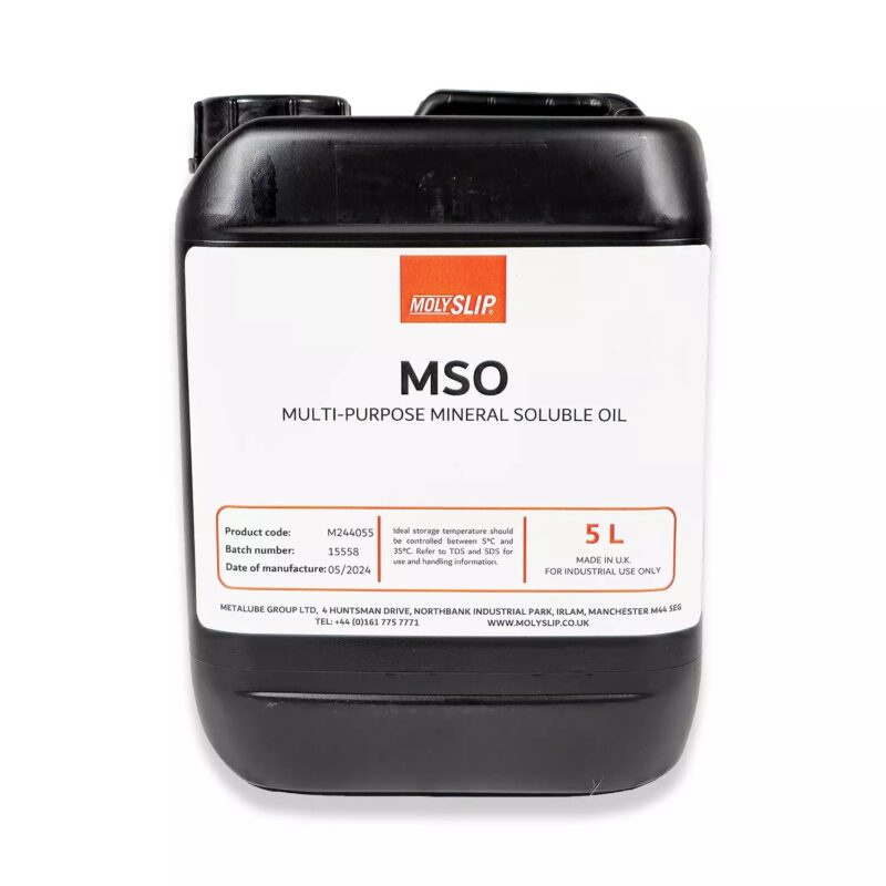 MOLYSLIP MSO Multipurpose Mineral Soluble Oil 5L - Myford Tools