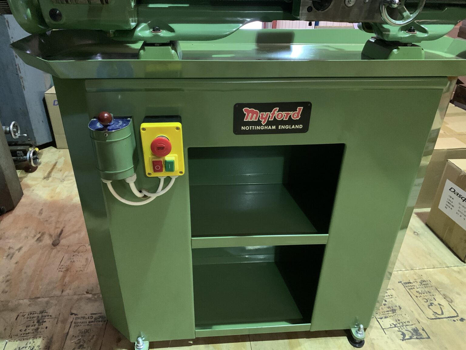 Myford Super 7 lathe with gearbox power cross feed motor switch cabinet ...