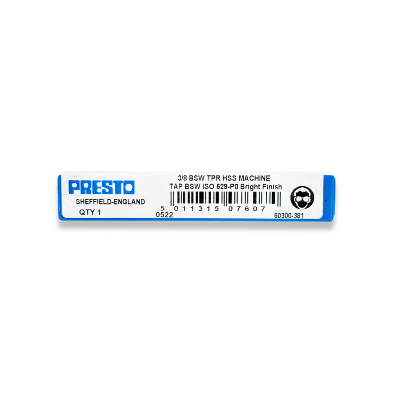 PRESTO 3/8" x 16TPI BSW SECOND TAP - Myford Tools